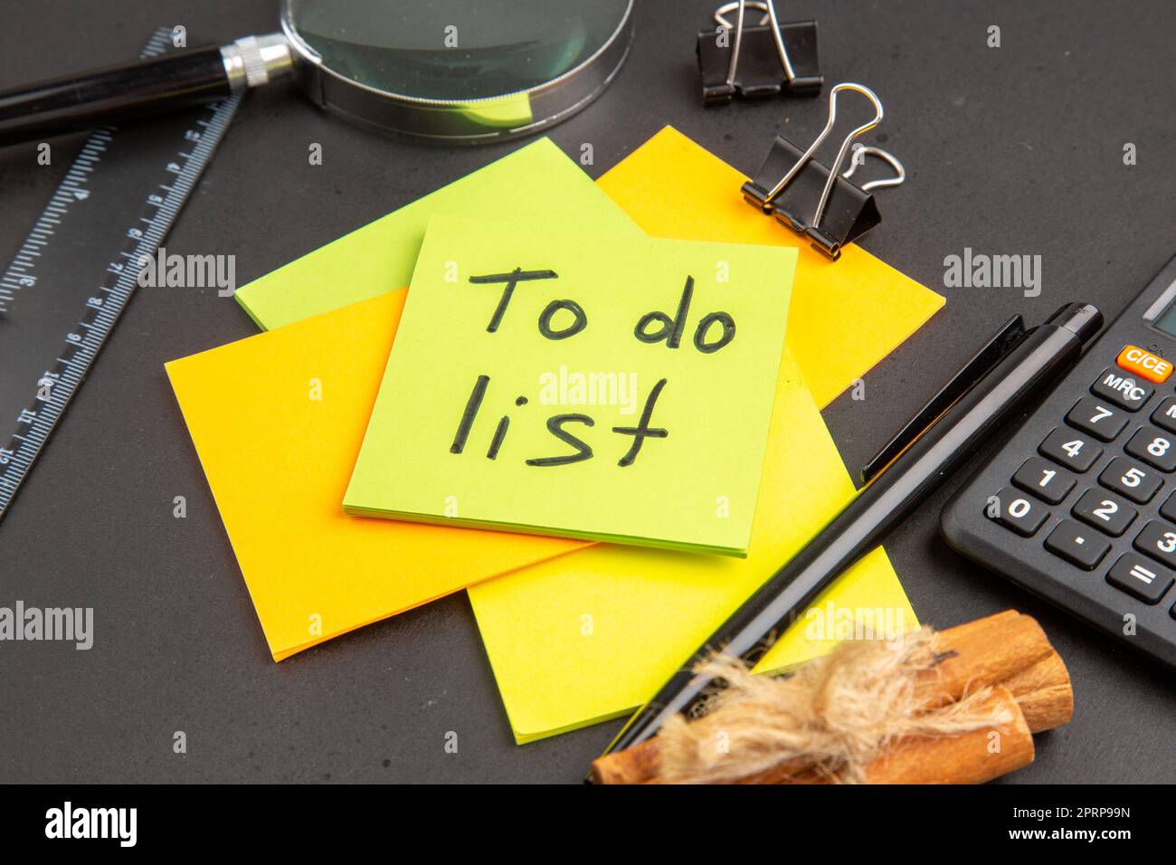 bottom close view to do list written on sticky note colorful sticky ...