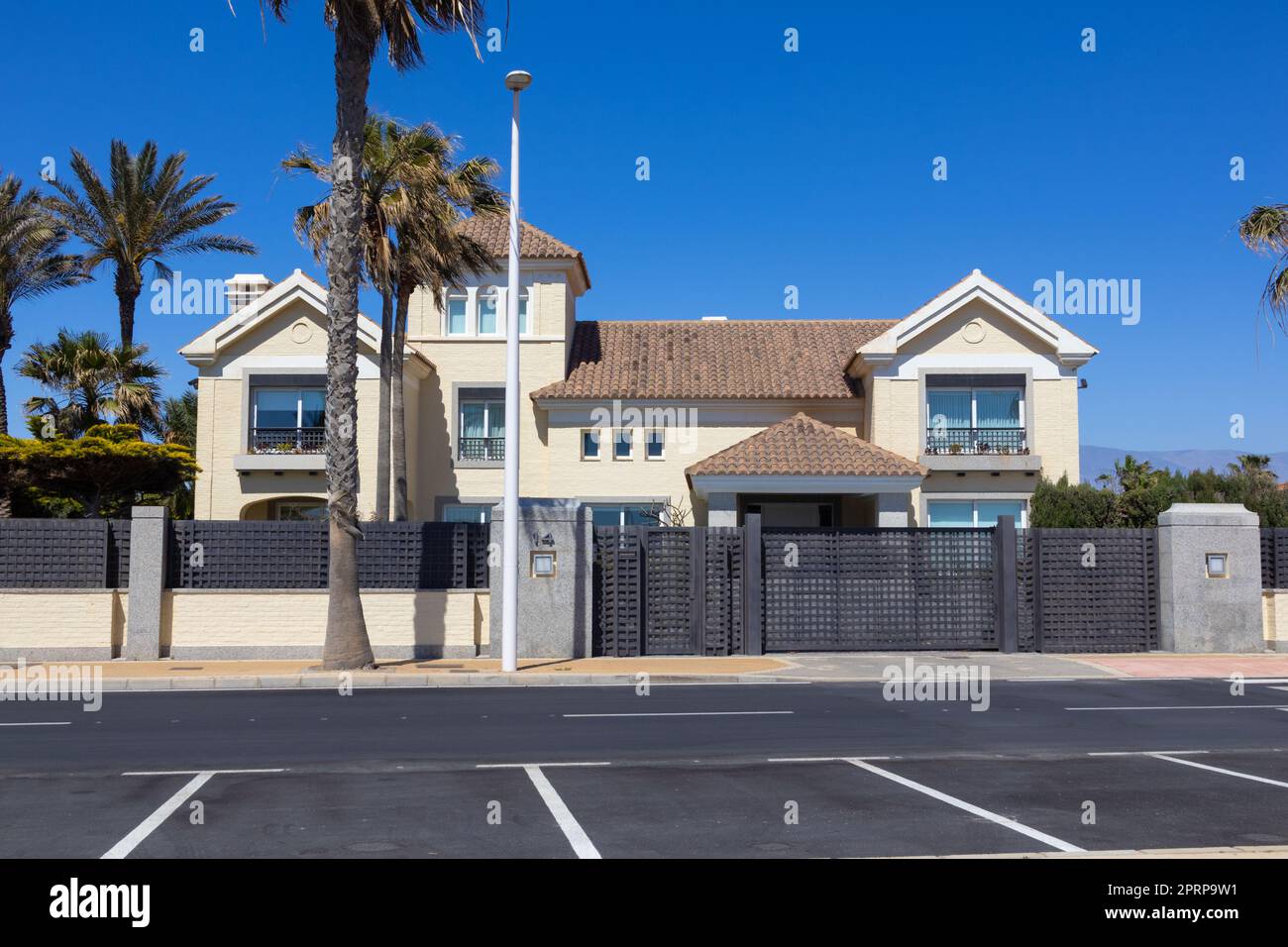 Spanish villa chalet, surrounded by palm trees, roquetas de mar ...