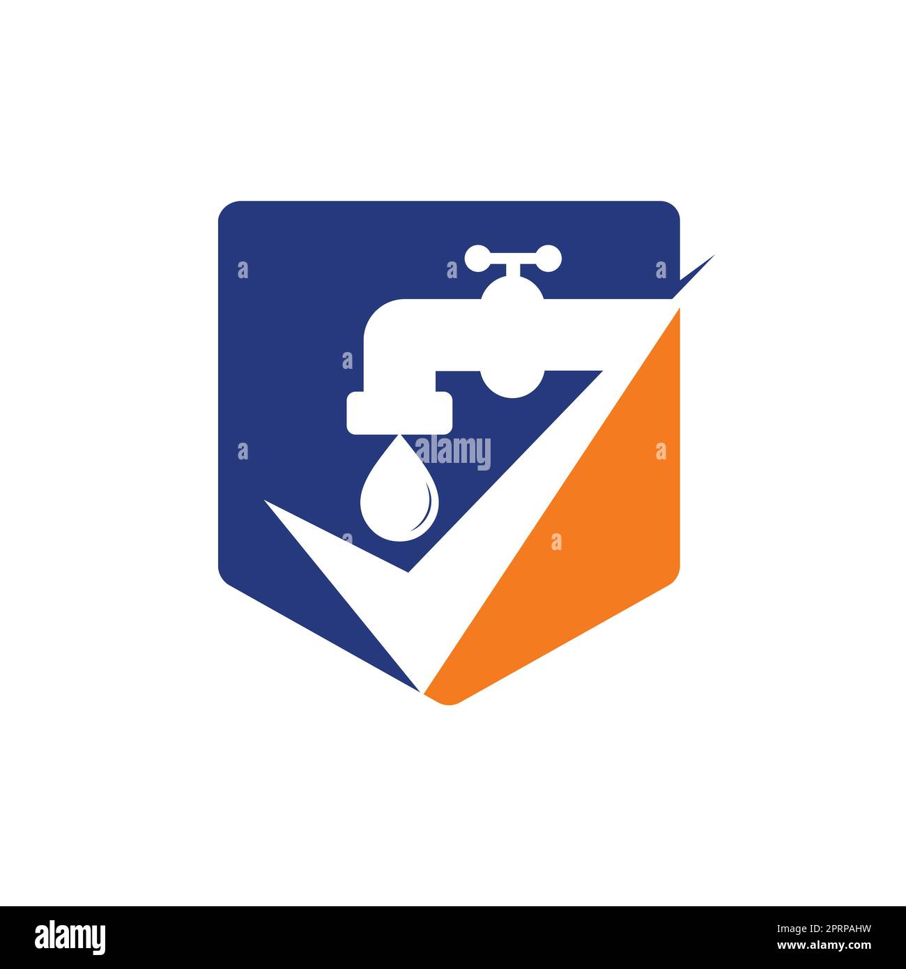 Check plumbing logo template illustration. Water faucet with check tick ...