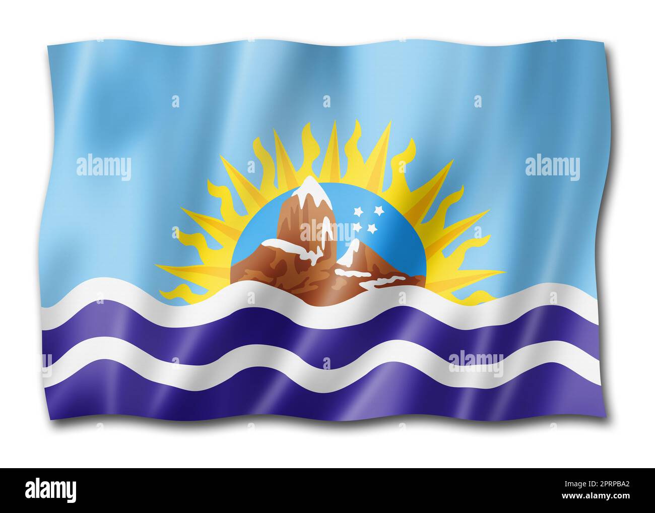 Santa Cruz province flag, Argentina waving banner collection. 3D ...