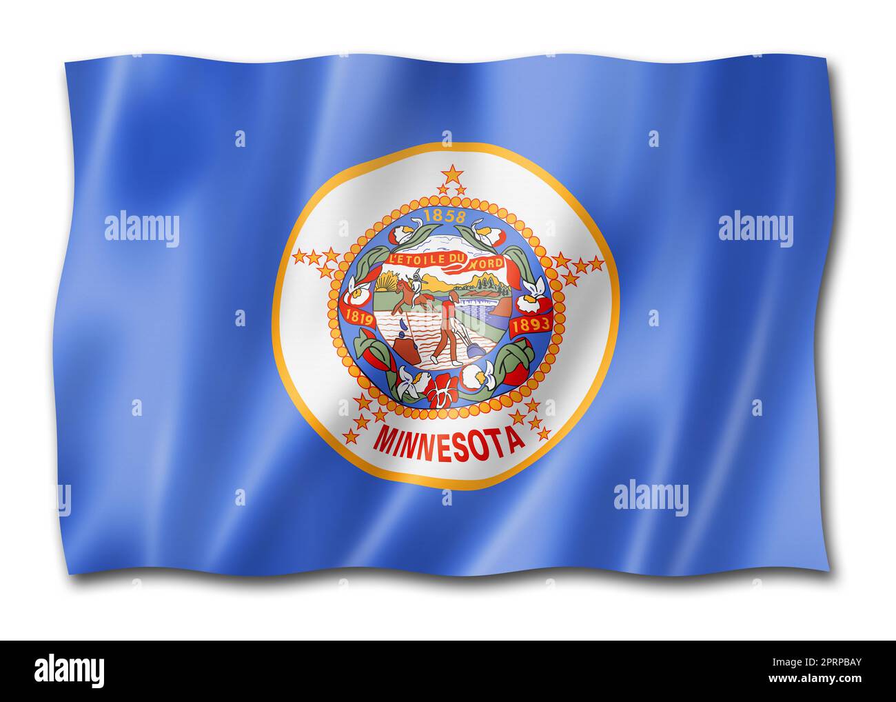 Minnesota flag, united states waving banner collection. 3D illustration ...