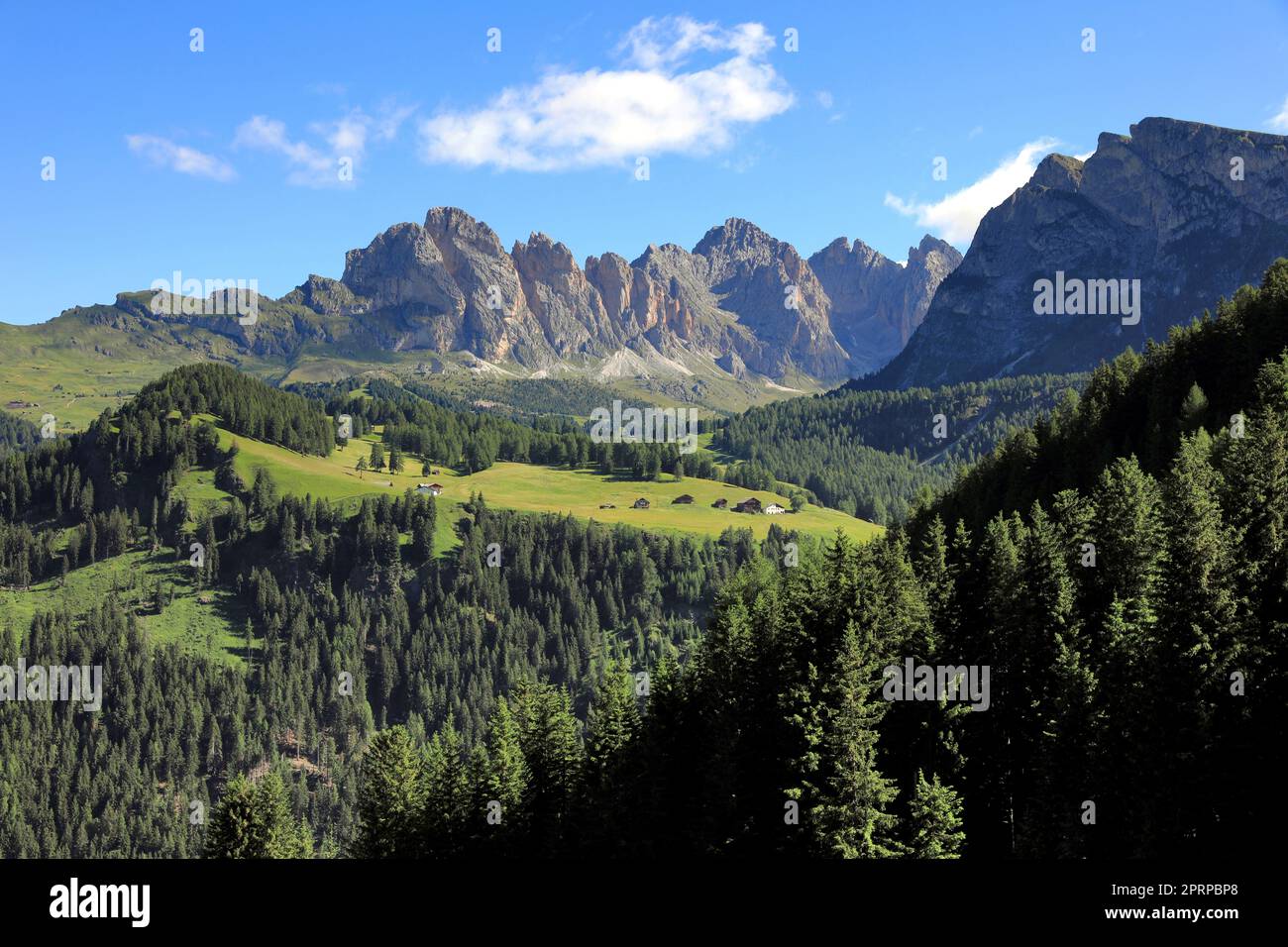 View from Saslong of the mountain massif Geislergruppe-Gruppo delle ...