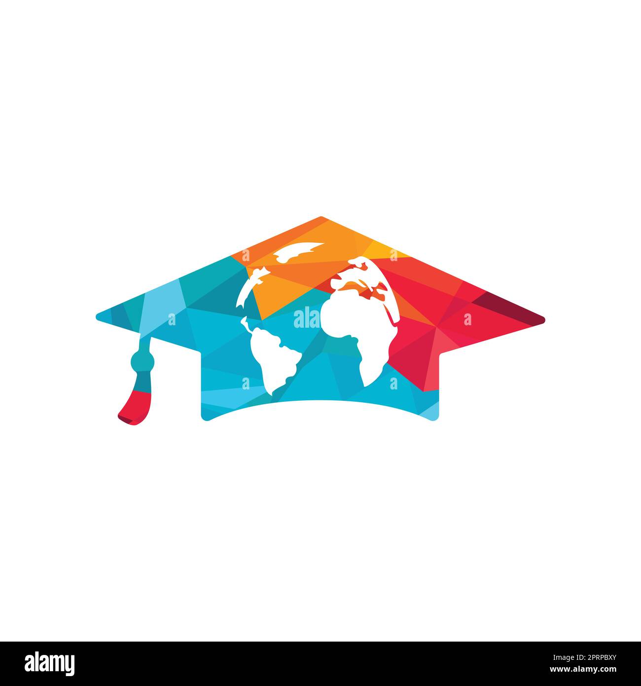 World education vector logo design. Globe with gradation cap and icon ...
