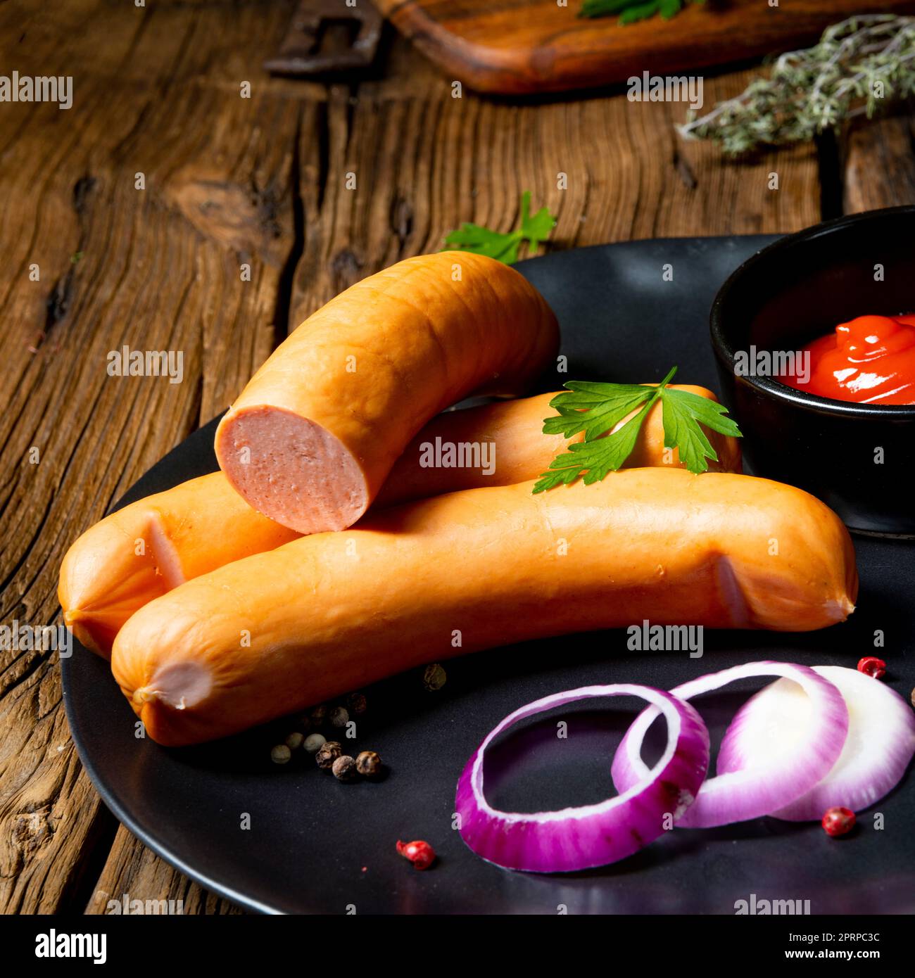 Delicious warm ham bockwurst Stock Photo - Alamy