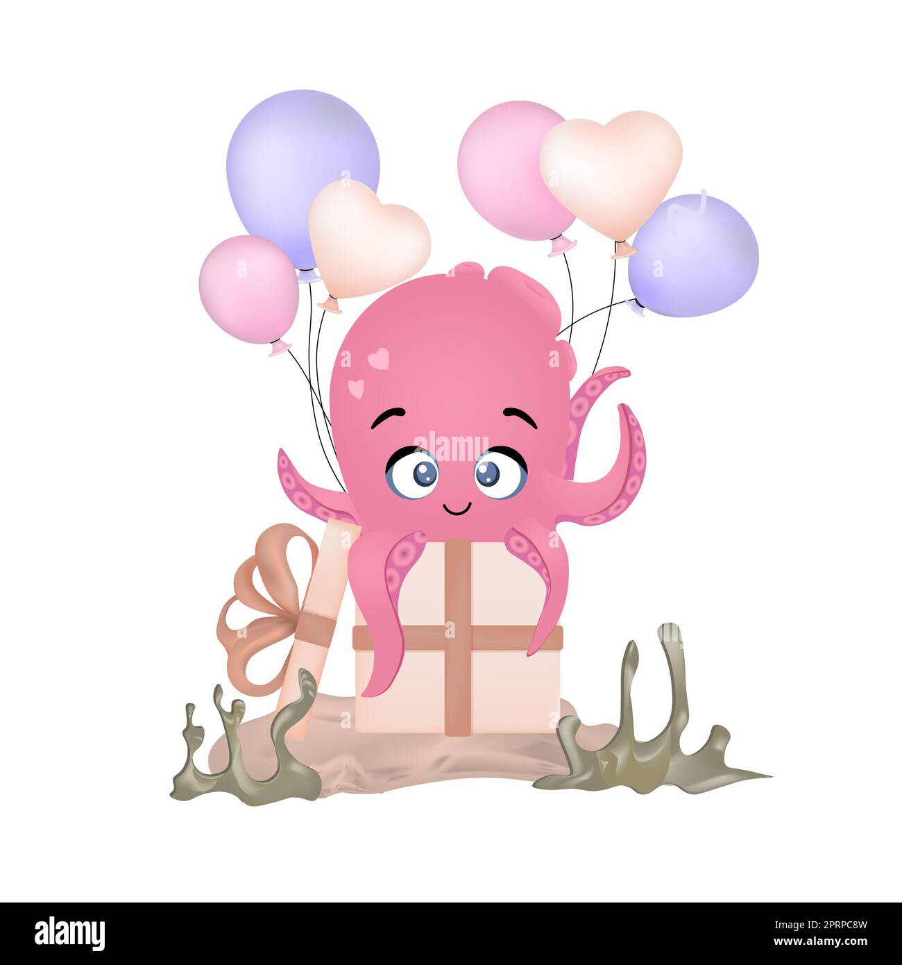 Print for children's t-shirt with an octopus Vector Childish ...