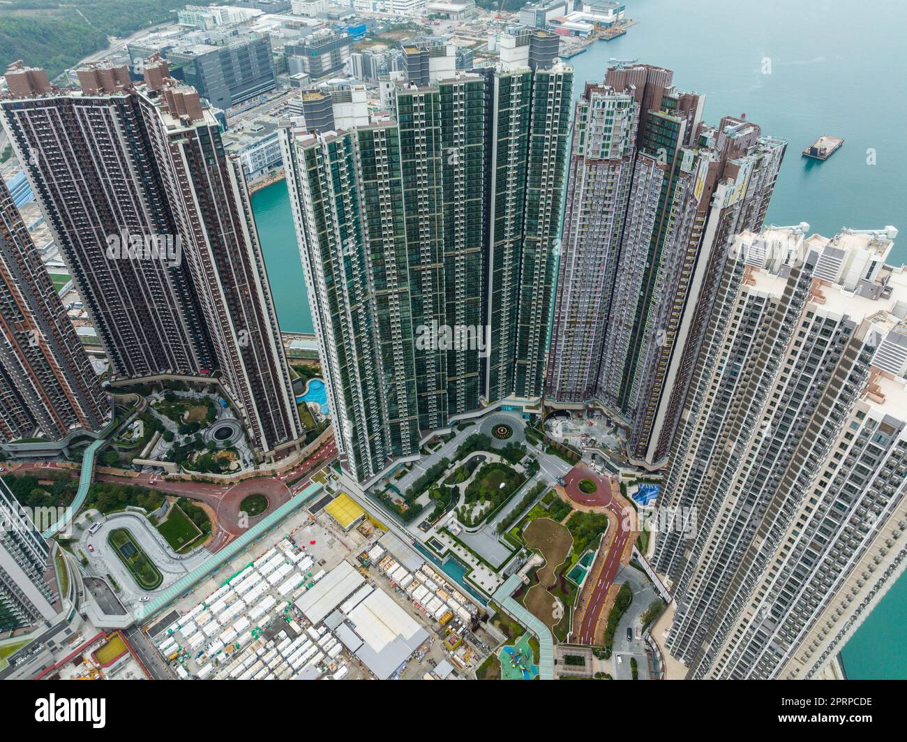 Lohas Park, Hong Kong 09 February 2022: Top view of Hong Kong ...