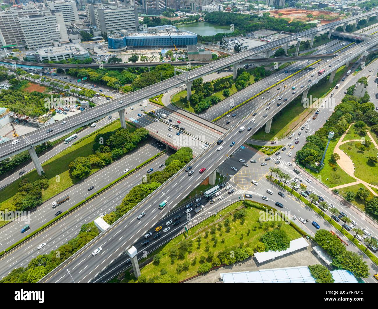 New Taipei, Taiwan, 11 July 2022: Top view of the city in Linkou ...