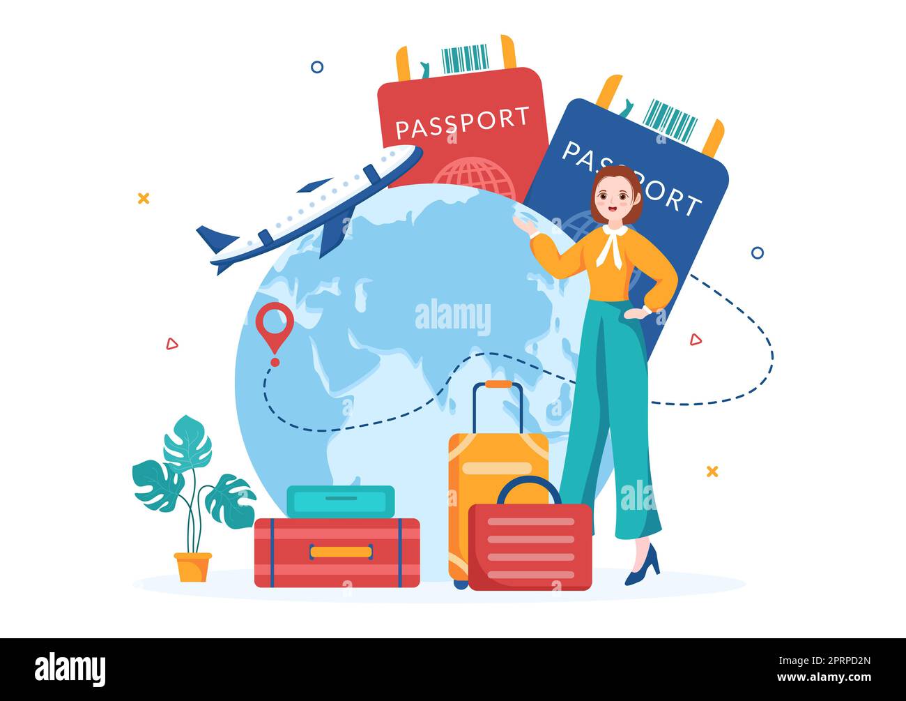 Immigration Template Hand Drawn Cartoon Flat Illustration of Document ...