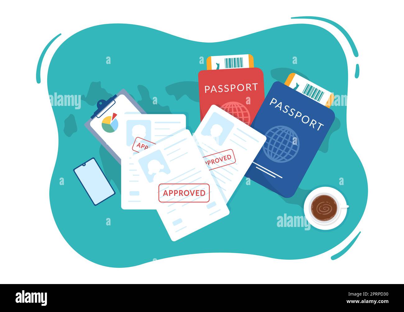 Immigration Template Hand Drawn Cartoon Flat Illustration of Document ...