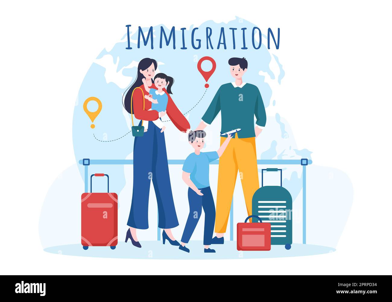 Immigration Template Hand Drawn Cartoon Flat Illustration of Document ...