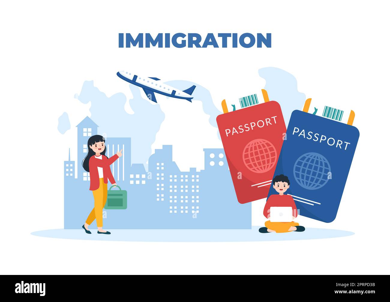 Immigration Template Hand Drawn Cartoon Flat Illustration of Document ...