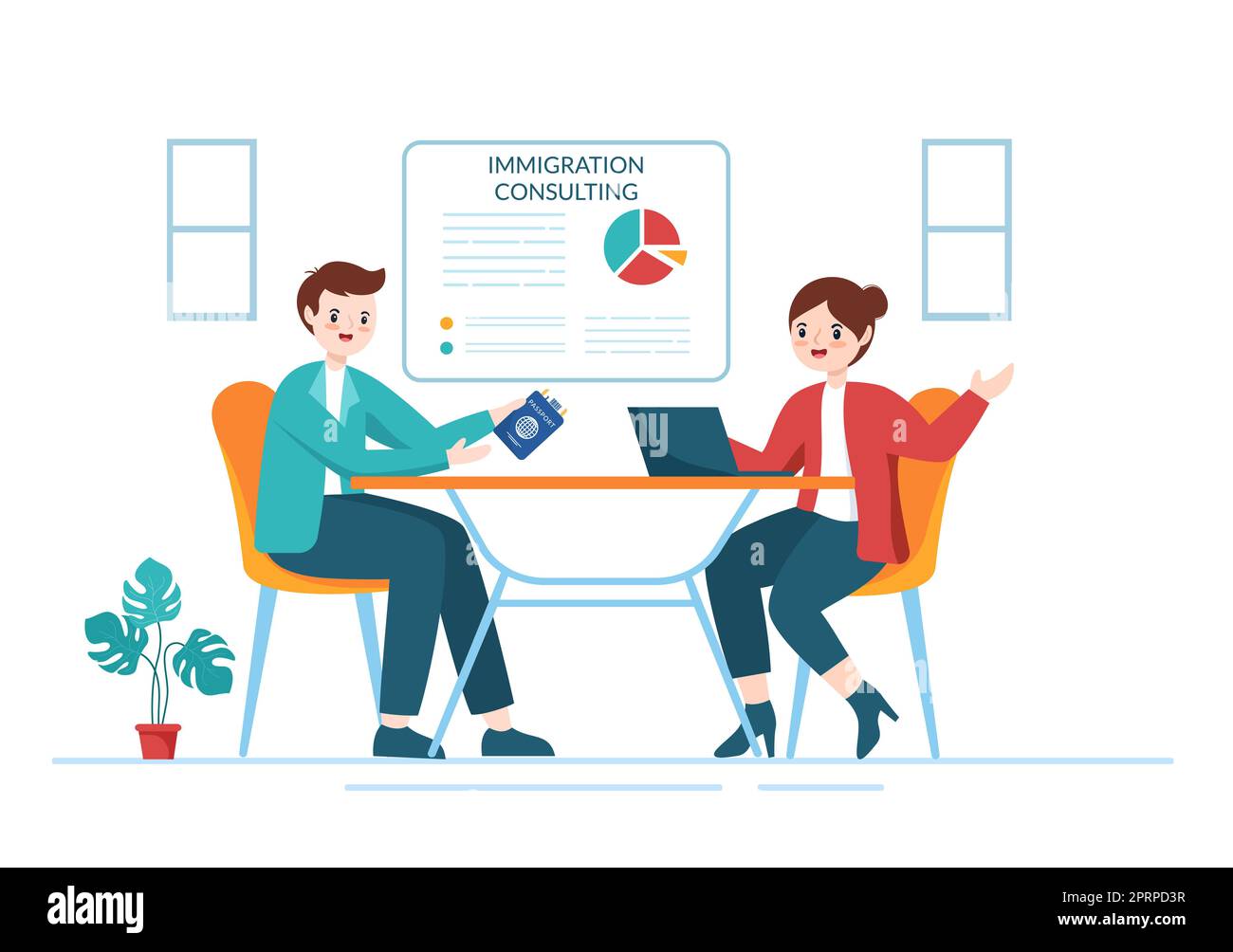Immigration Consultant Template Hand Drawn Cartoon Flat Illustration ...