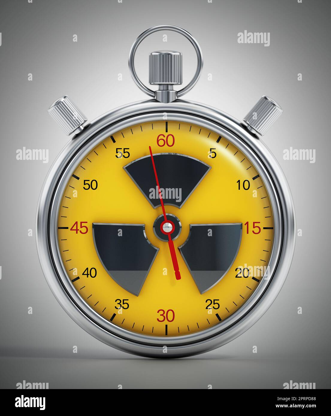 Chronometer with radiation icon. Nuclear war countdown concept. 3D ...