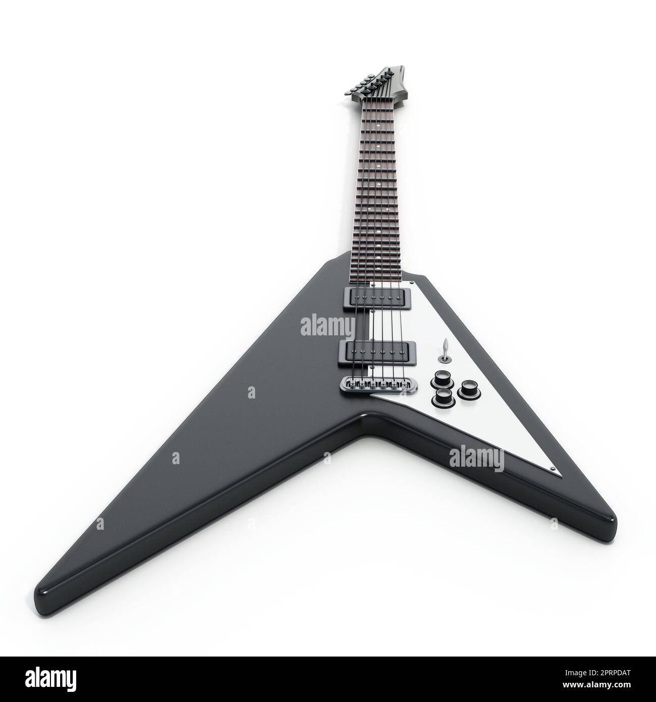 Flying V electric guitar isolated on white background. 3D illustration ...