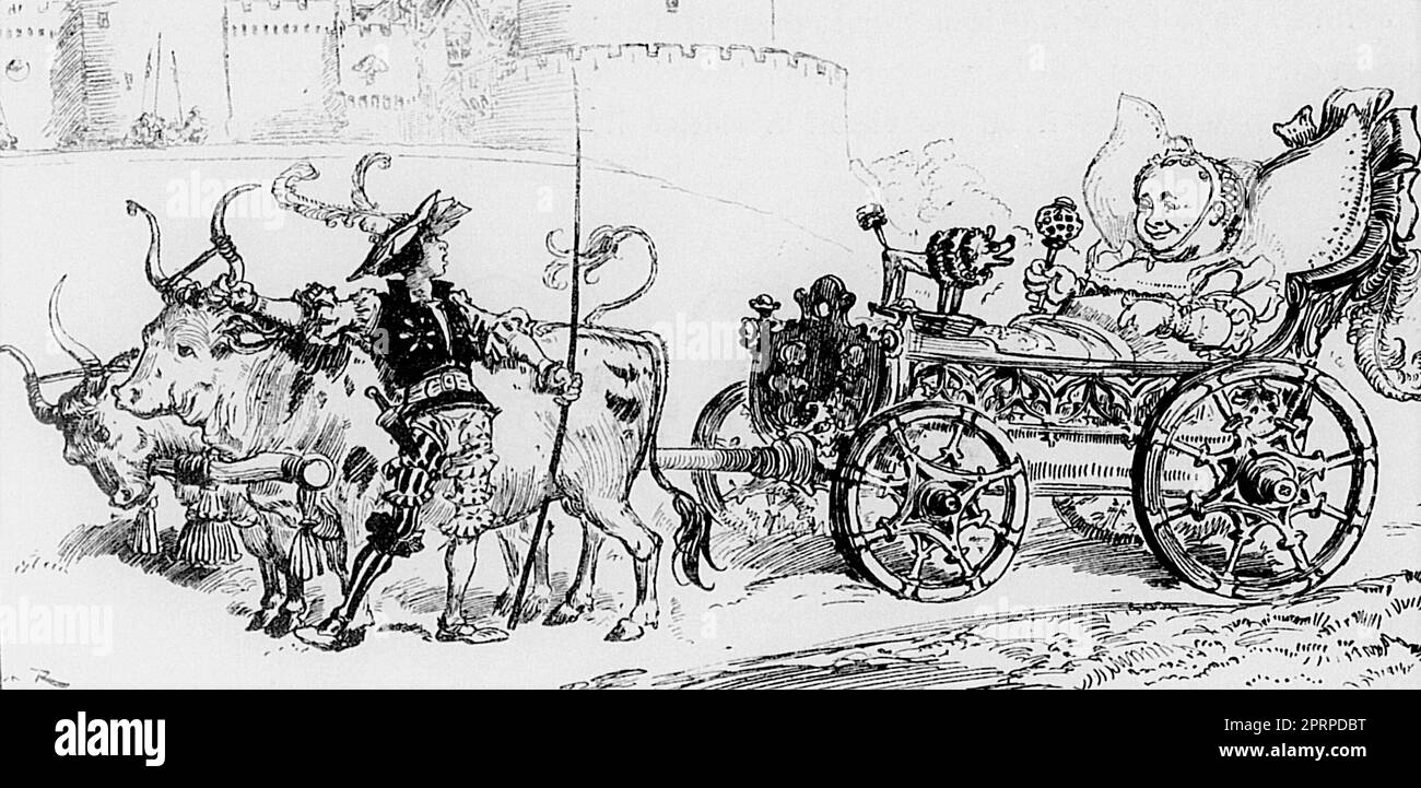 Albert Robida - And Fu Made a Beautiful Ox Cart - Illustration of ...