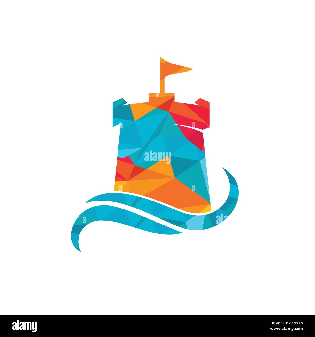 Castle wave vector logo design template. Abstract fortress wave logo ...