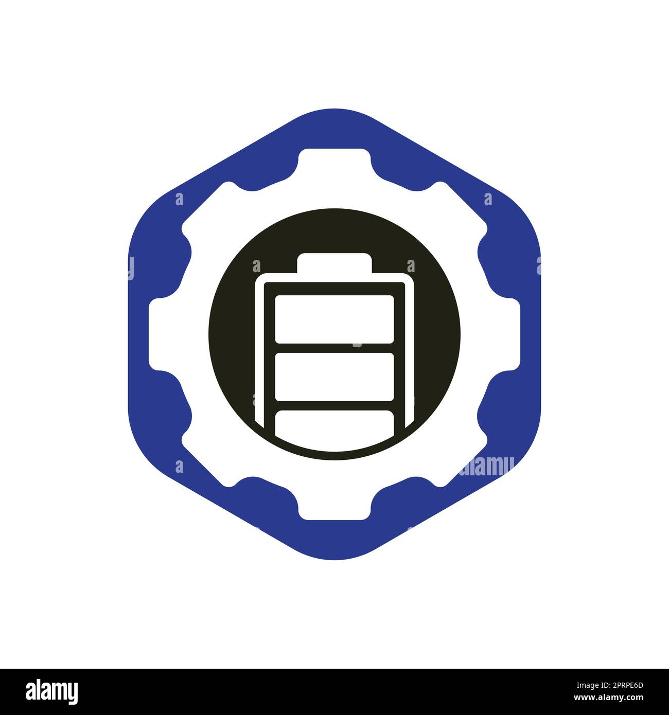 Industrial energy and power logo design concept. Battery and gear icon ...