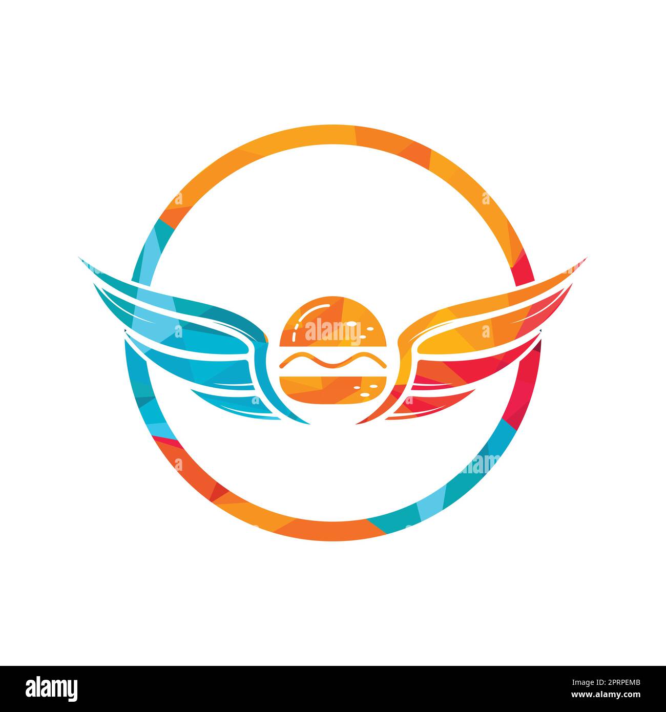 Angel burger logo with wings logo design. Flying burger logo concept ...