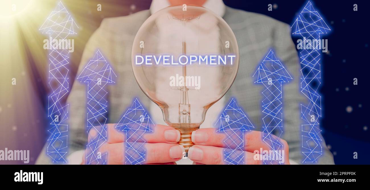 Text sign showing Development, Business concept a cycle in which ...