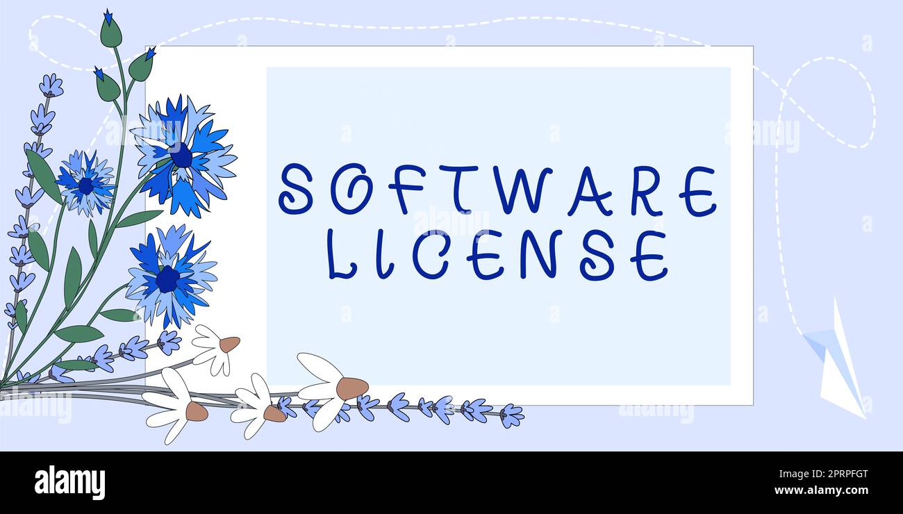 Text caption presenting Software License, Word Written on delivery of a ... Text caption presenting Software License, Word Written on delivery of a ...