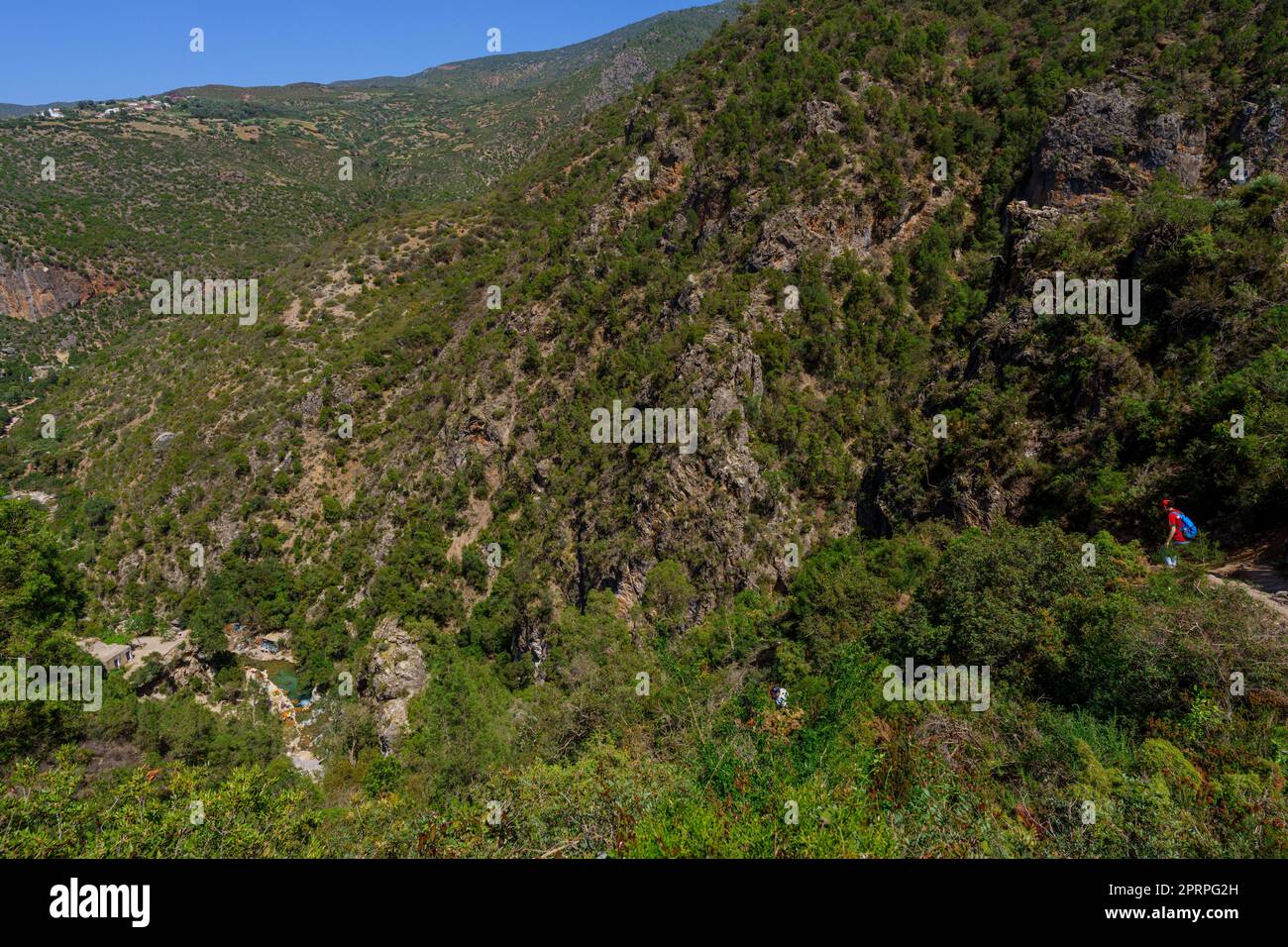 God's Bridge, hiker, Akchour, Talassemtane Nature Park, Rif region ...