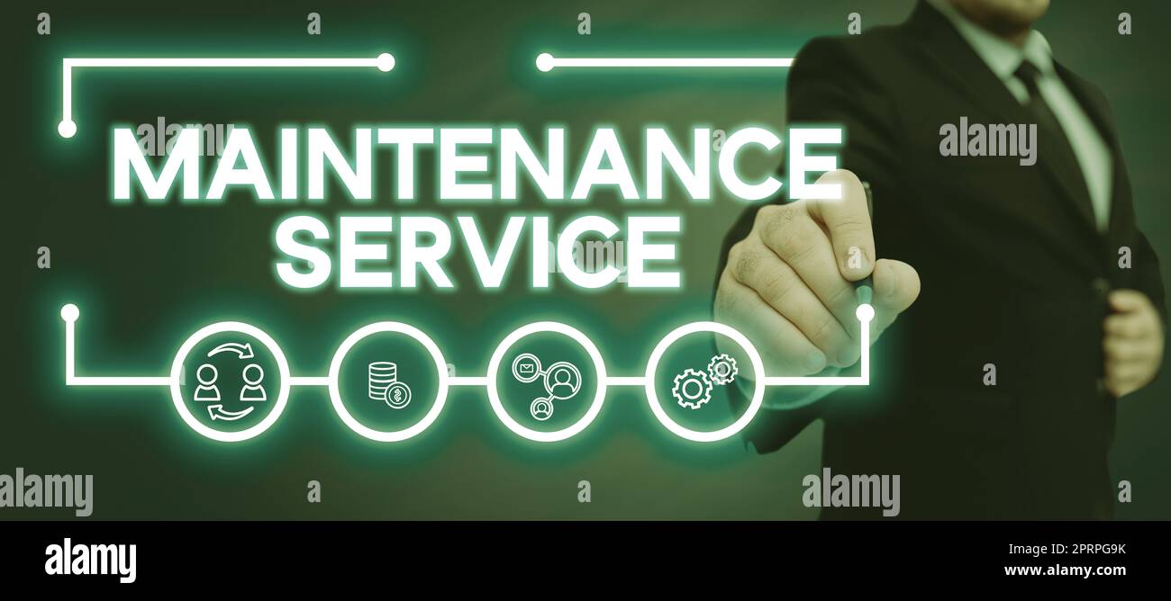 Text caption presenting Maintenance Service, Word for commercial ...
