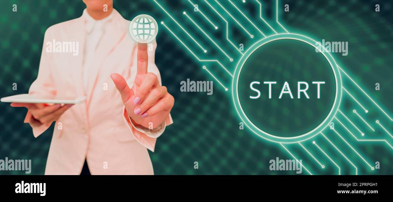 Sign displaying Start, Concept meaning be reckoned from a particular ...