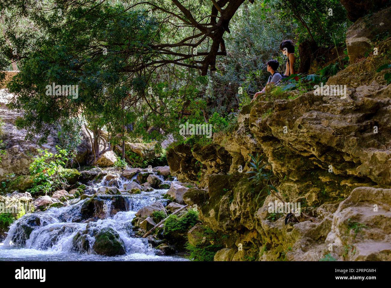 God's Bridge, hiker, Akchour, Talassemtane Nature Park, Rif region ...