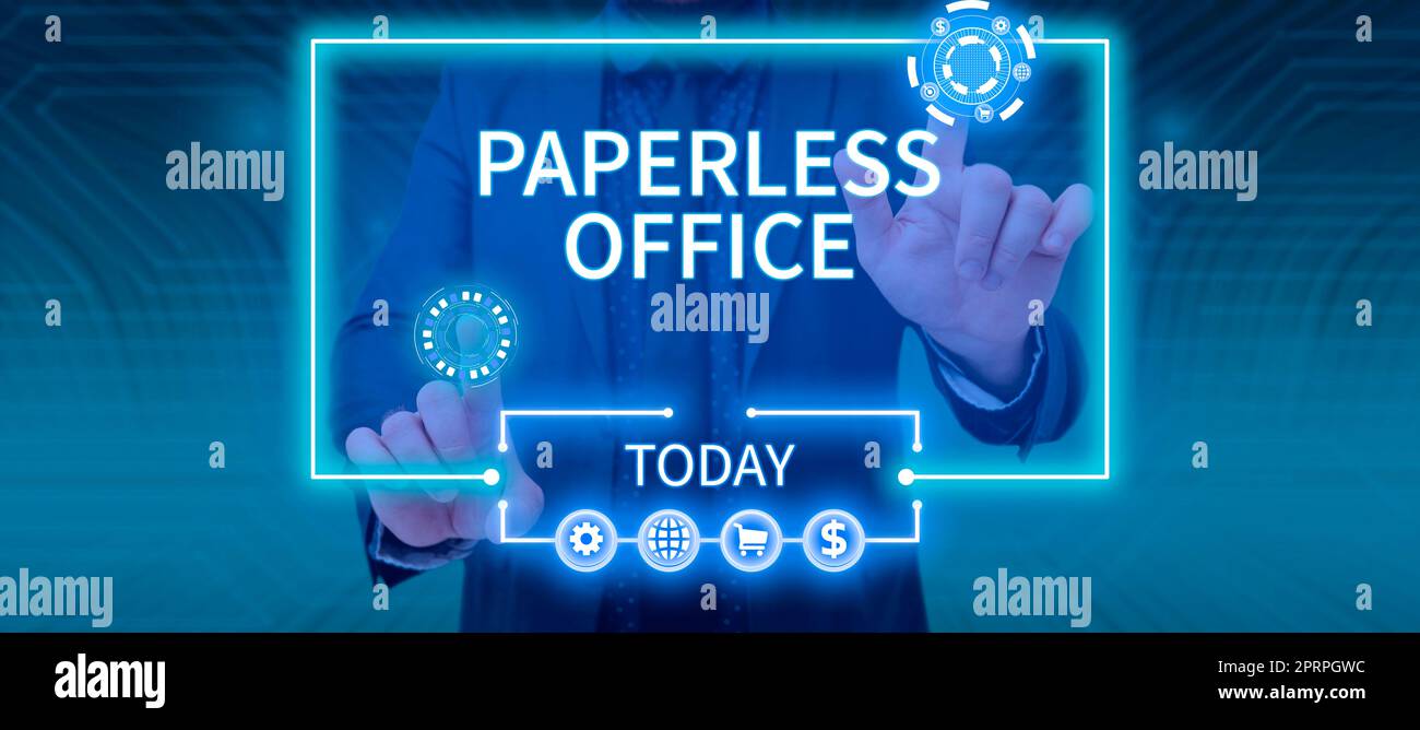 Text sign showing Paperless Office, Business showcase the area in an ...