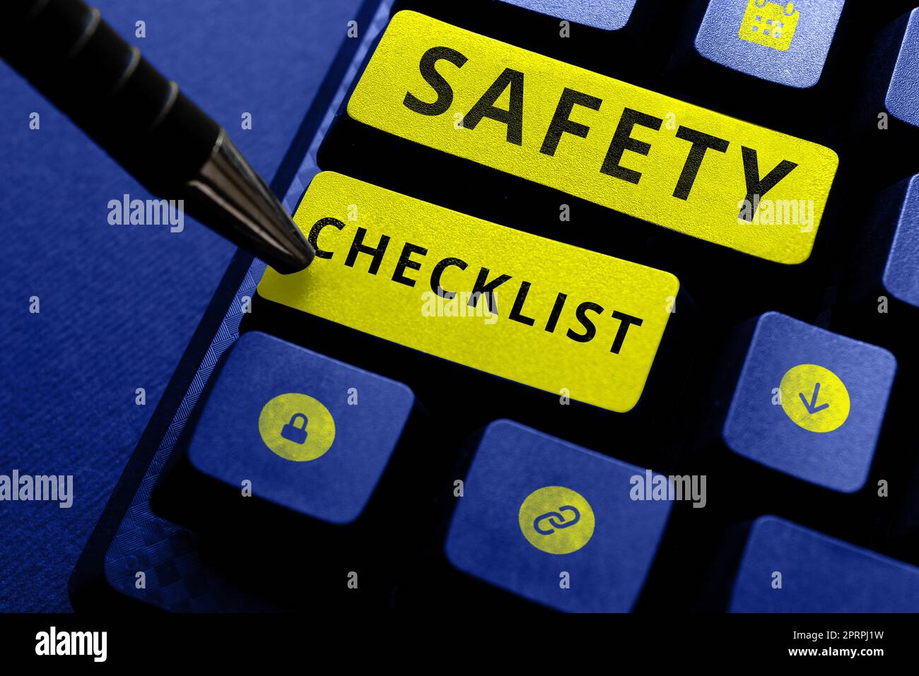 Text caption presenting Safety Checklist, Business approach investigate ... Text caption presenting Safety Checklist, Business approach investigate ...