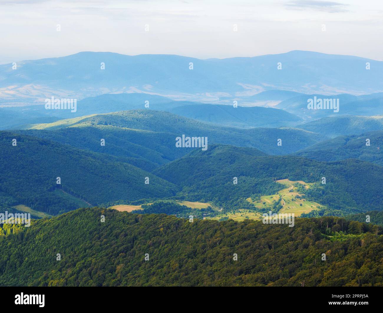 mountainous rolling landscape in summer. nature background in morning ...