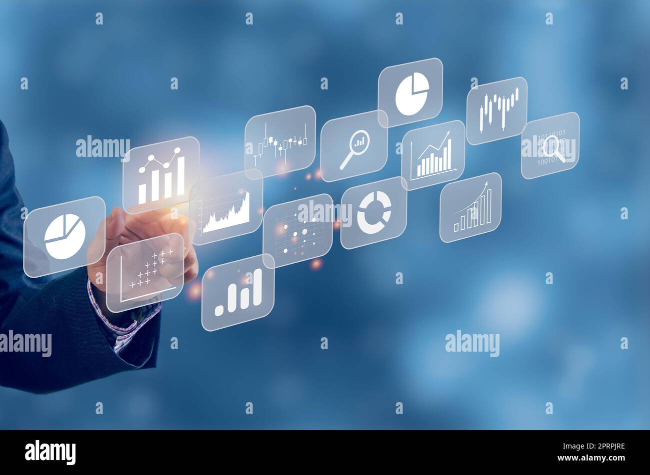 Big data analytics BI intelligence business concept with chart and graph icons on virtual screen ...