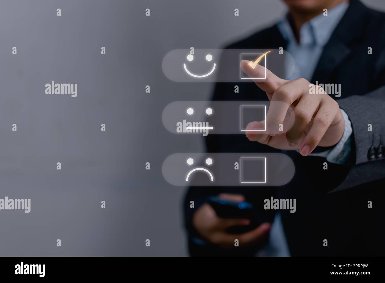 Business satisfaction survey customer service experience concept.Happy ...