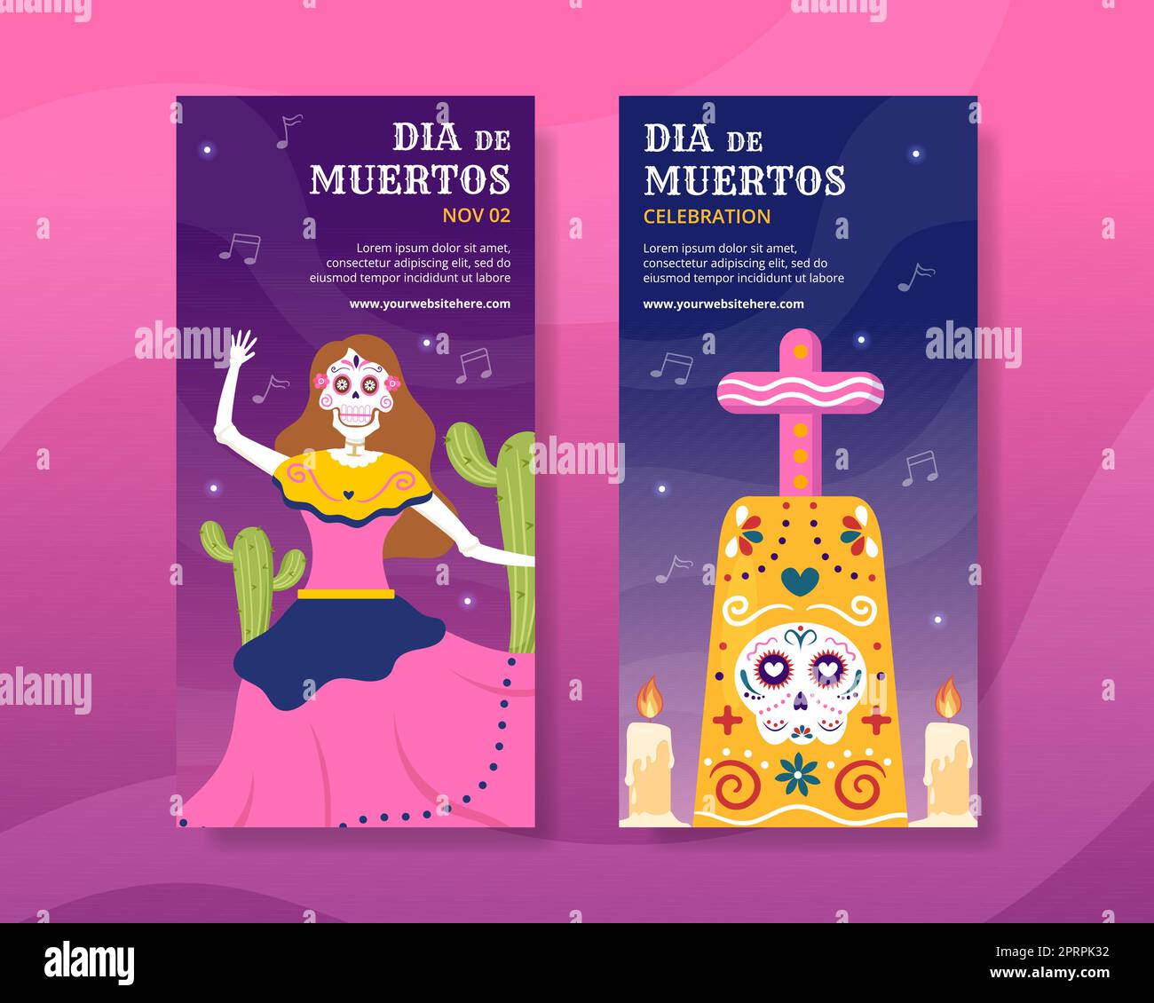 Dia De Los Muertos or Day of the Dead Vertical Banner Template Hand ...