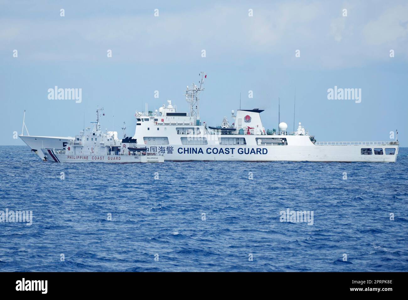 A Chinese Coast Guard ship with bow number 5201 blocks Philippine Coast ...
