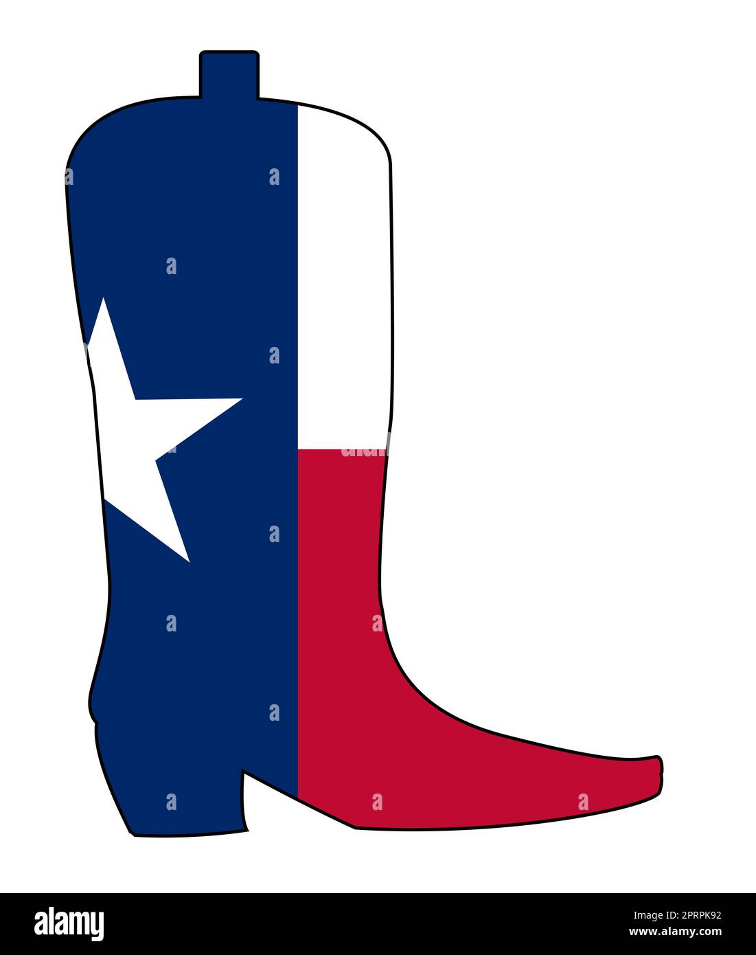 The Texan statel flag set into a typical cowboy boot outline isolated ...