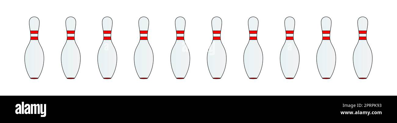 Ten pins set out as a ten pin banner over a white background Stock ...