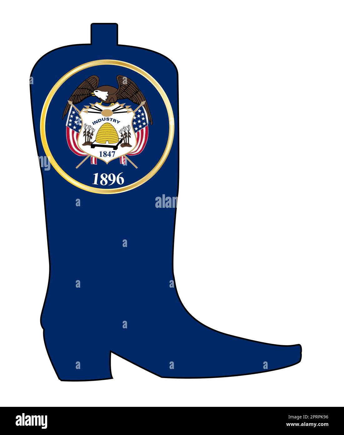 The Utah state flag icons set into a typical cowboy boot outline ...