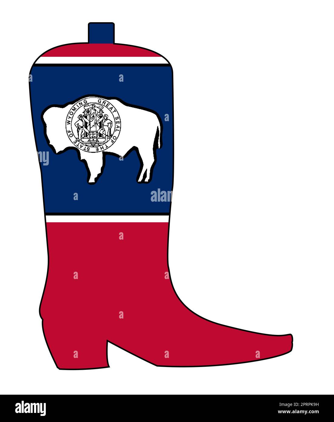 The Wyoming cowboy state flag set into a typical cowboy boot outline ...