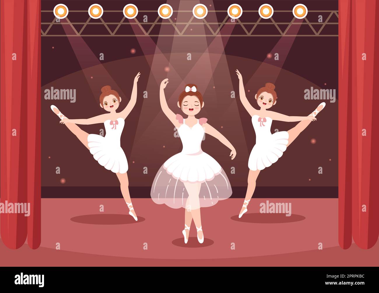 Ballet Template Hand Drawn Cartoon Flat Illustration Female Beautiful ...