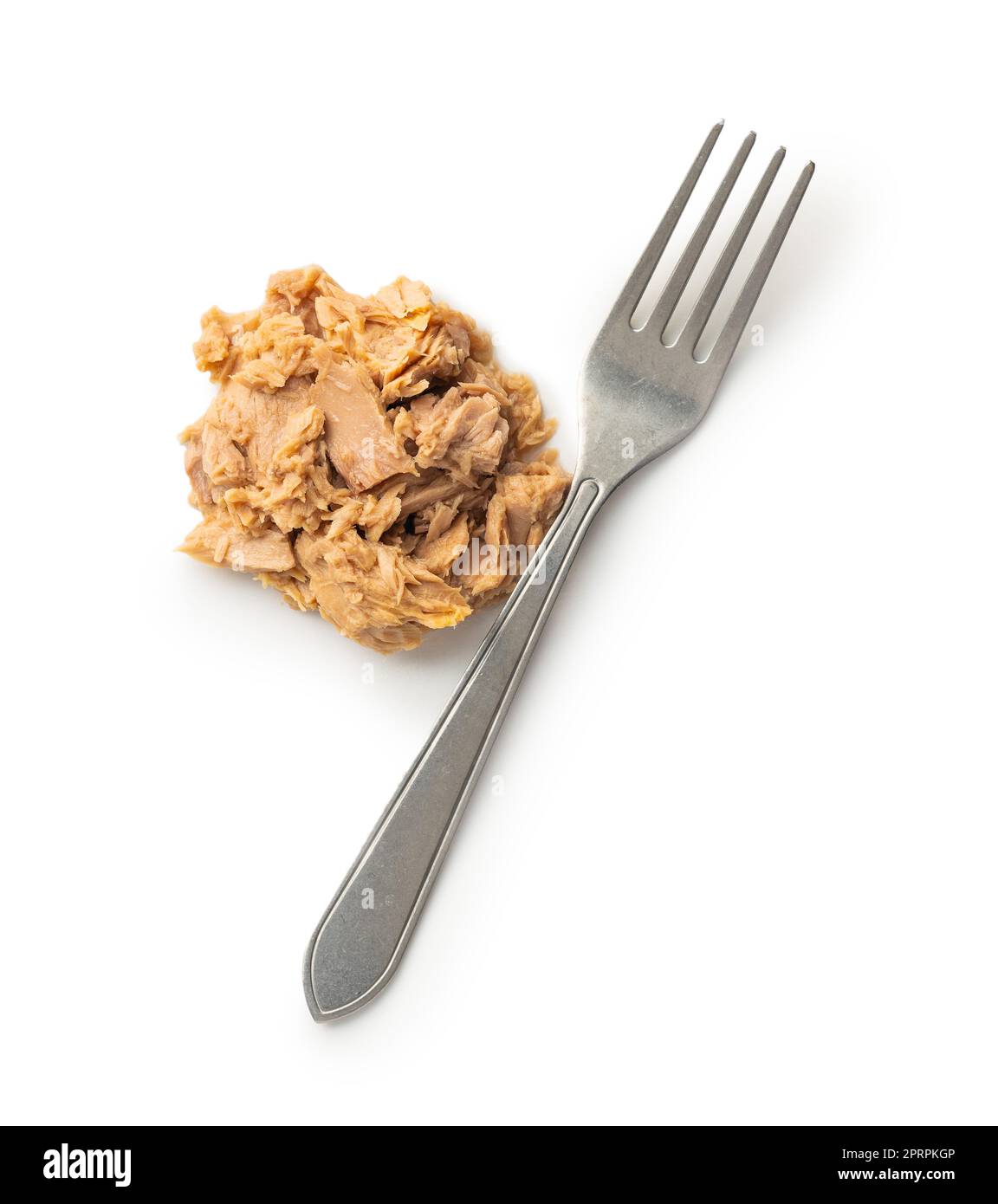 Canned tuna fish and fork isolated on white background Stock Photo - Alamy