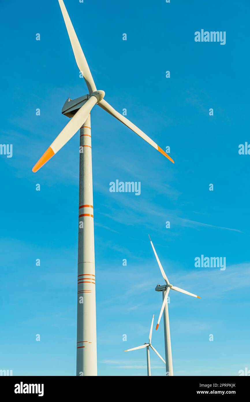 Green energy on wind turbines and wind turbines. Alternative energy ...