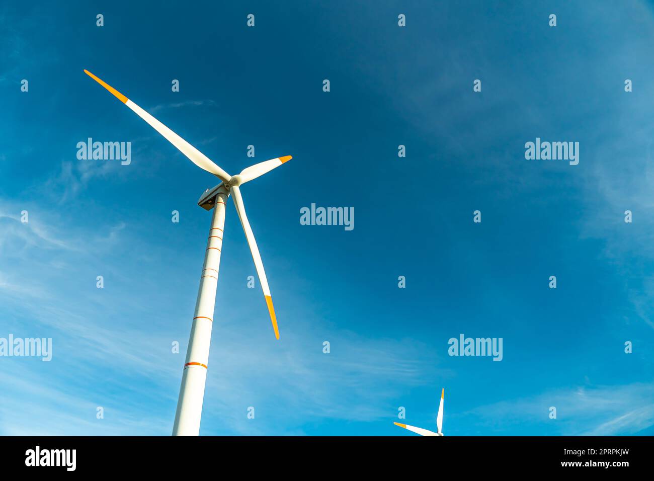 Green energy on wind turbines and wind turbines. Alternative energy ...