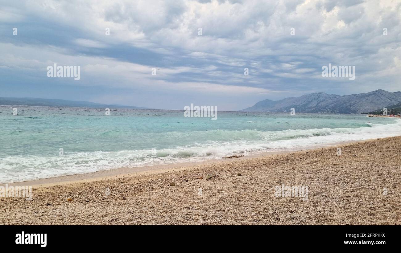 Beautiful shore of the Adriatic Sea. Bay view with cloudscape Stock ...