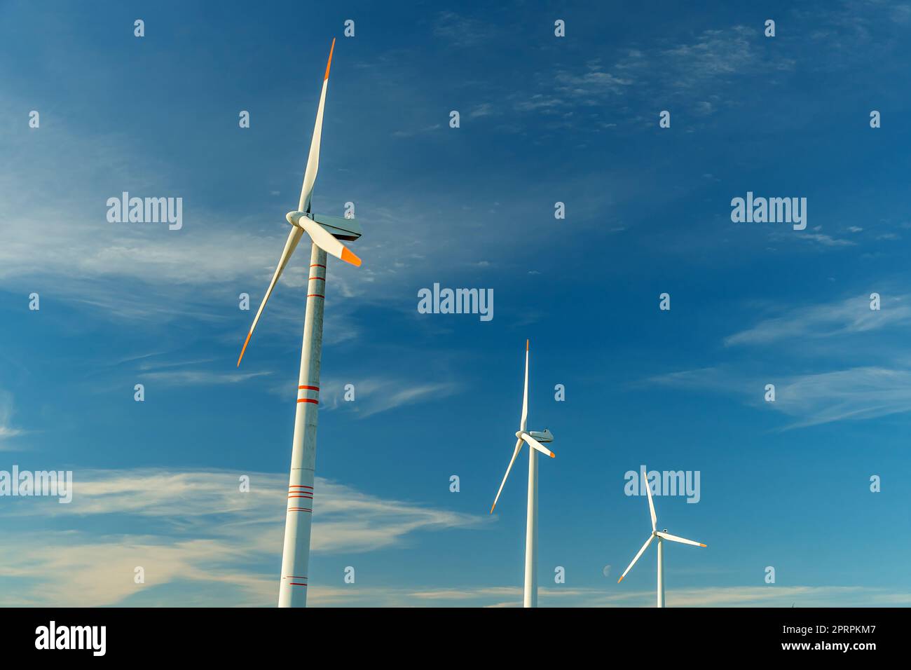 Green energy on wind turbines and wind turbines. Alternative energy ...