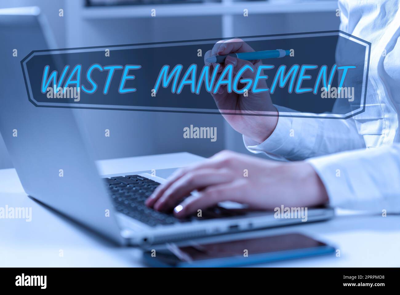 Sign displaying Waste Managementactions required manage rubbish ...