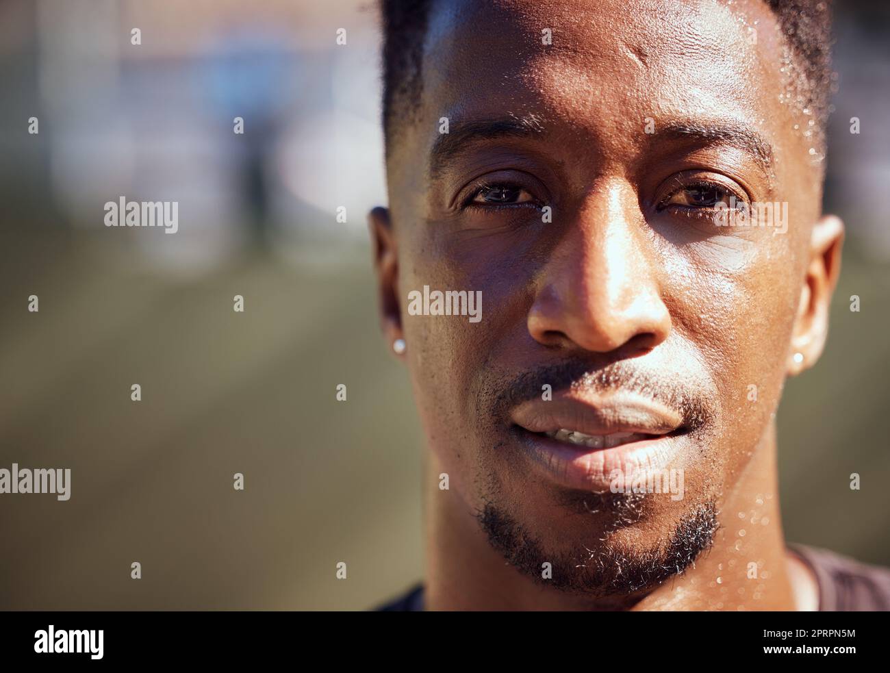 Sport, basketball and face with a man workout portrait for health ...