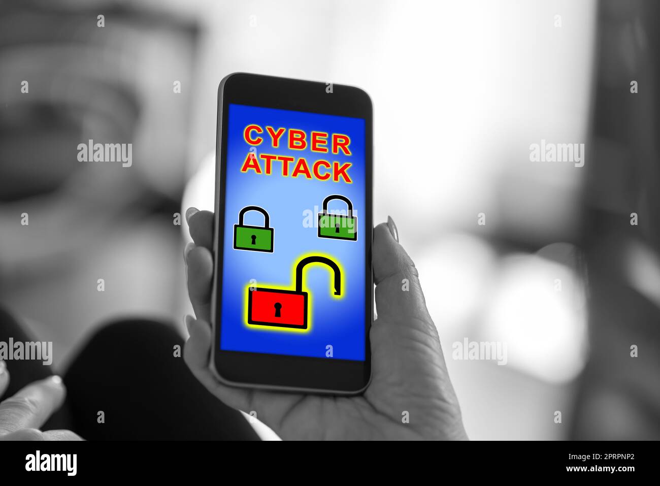 Smartphone screen displaying a cyber attack concept Stock Photo - Alamy