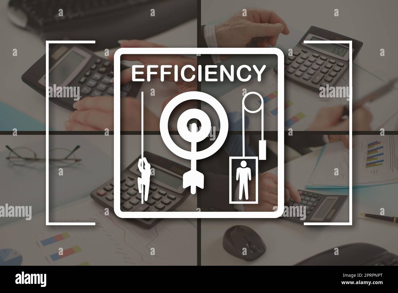 Efficiency concept illustrated by pictures on background Stock Photo ...