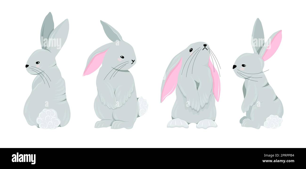 Clipart rabbits or bunnies. 2023 year symbol cute character. Isolated ...